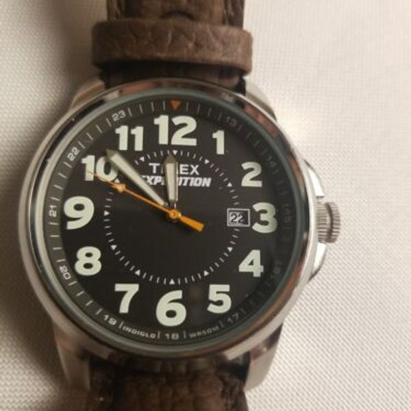 Timex Expedition T449219J Metal Field indiglo 40mm brown Leather Strap watch | WatchCharts ...