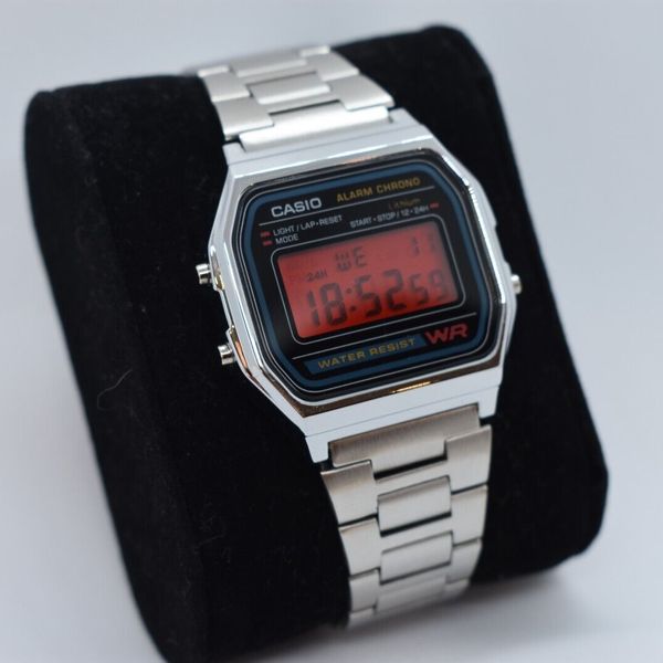 ð CUSTOM Red Casio A158 WA Retro Digital Watch Modified Display 80s Style | WatchCharts Marketplace