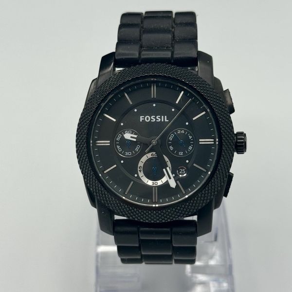 Fossil FS4487 Mens Machine Chronograph Analog Quartz 45mm Black Wrist ...
