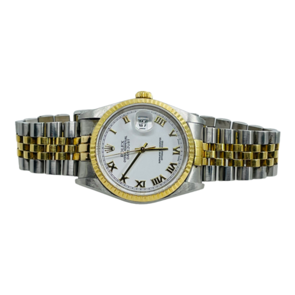 Rolex 2004 Oyster Perpetual Datejust 2 Tone White Roman Numeral Dial ...