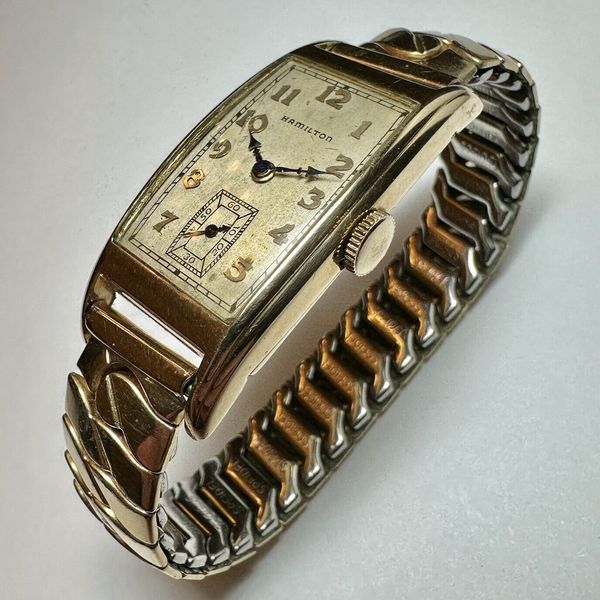 HAMILTON Elongated Vintage Mens Gold Filled Watch Circa 1936 Caliber ...
