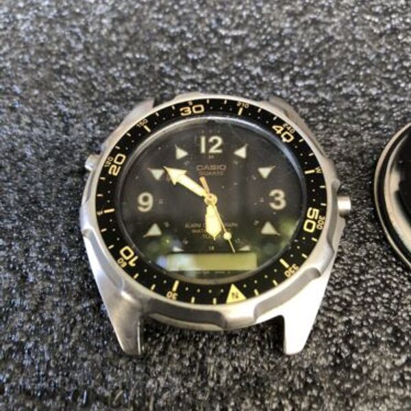 CASIO AMW-320D Black Dial Analog Digital Men's Watch For Parts Or ...