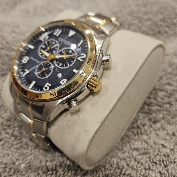 Men's Genuine Citizen Eco Drive Solar Chronograph Navy Blue AT2414-51L ...