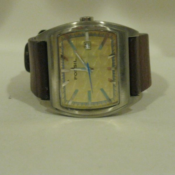 Fossil Jr 8118 Taupe Dial Brown Leather Band Vintage Men's Watch ...