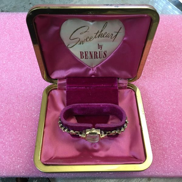 Very nice Benrus Sweetheart Watch With Original Pink Box model CA1 runs ...
