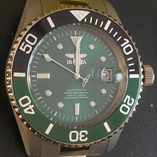 Invicta Men's Watch 45mm Pro Diver Auto Titanium Green Dial Green Black ...