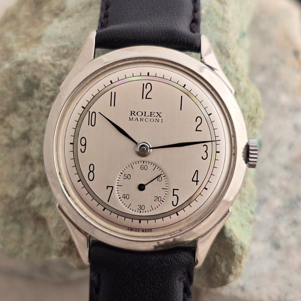 ROLEX MARCONI A CUERDA DE HOMBRE DIAL RESTAURADO COLOR PLATA CAJA ...