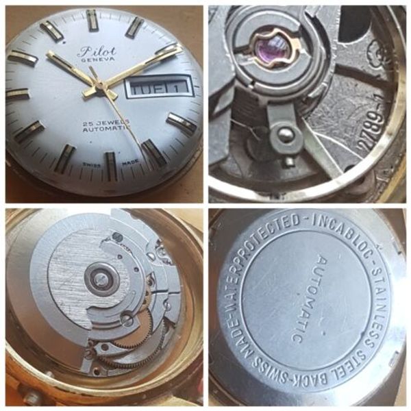 Vintage Swiss Pilot Geneva 25 Jewels Automatic Eta 2789-1 Day/Date ...