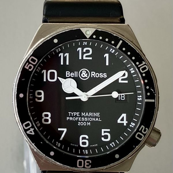 Bell & Ross Type Marine Professional 200m (Ref. 410S) Black Diver Watch ...