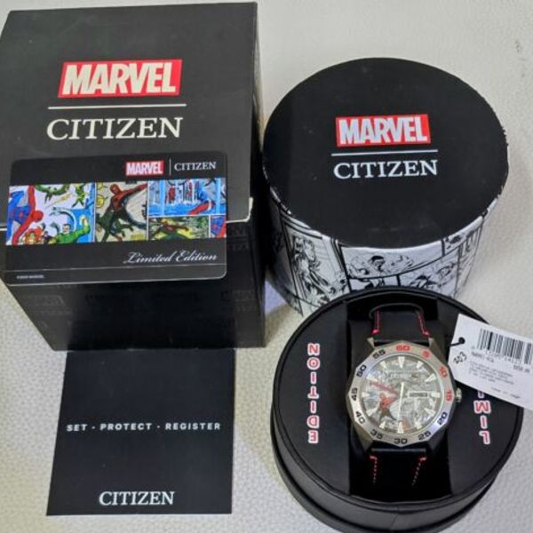 LIMITED ED CITIZEN MARVEL SPIDER MAN Titanium Eco-Drive Watch AW0061 ...