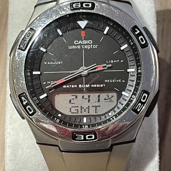 CASIO Wave Ceptor WVA-105H Menâ s Watch. 40mm Face, 50 Meter W/R ...
