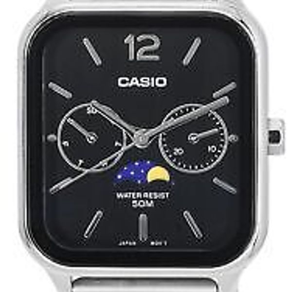 Casio Standard Analog Moon Phase Black Dial Quartz MTP-M305D-1A Men's ...