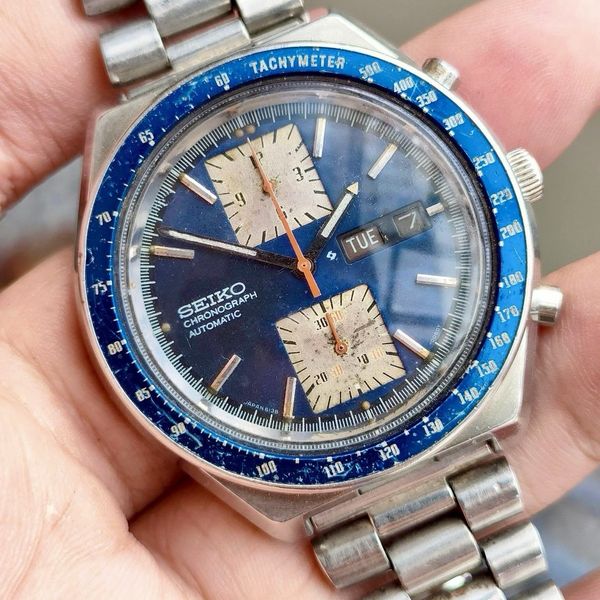 Vintage Seiko Kakume Big Blue 6138-0030 Automatic Chronograph ...
