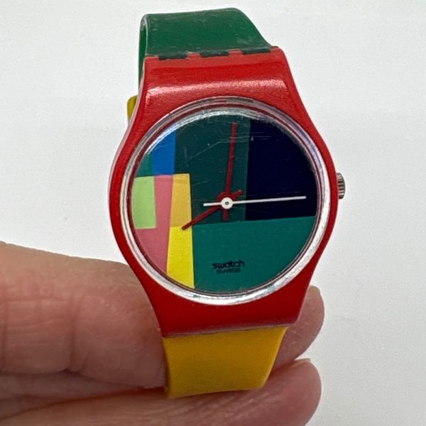 Vintage Swatch Watch Swiss Colorful Geometric 1980s Collectible ...