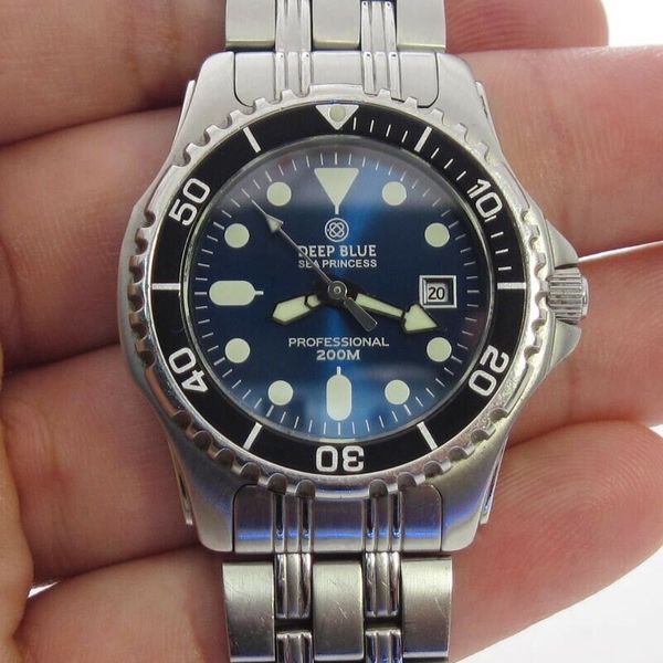 Deep Blue Sea Princess Ladies Precision Diver 34mm Watch 200M 0179 Blue ...