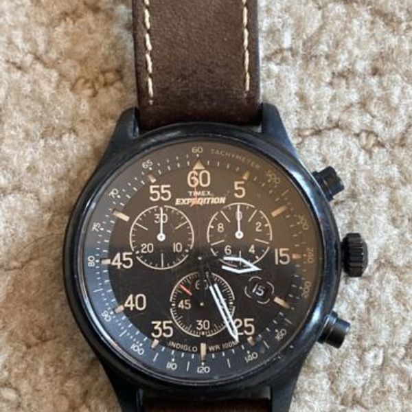 TIMEX EXPEDITION INDIGLO CHRONOGRAPH MENS WATCH 921 New Battery ...