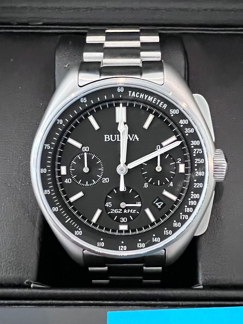 FS:::BULOVA LUNAR PILOT MODEL 96B258 45mm on Bracelet | WatchCharts