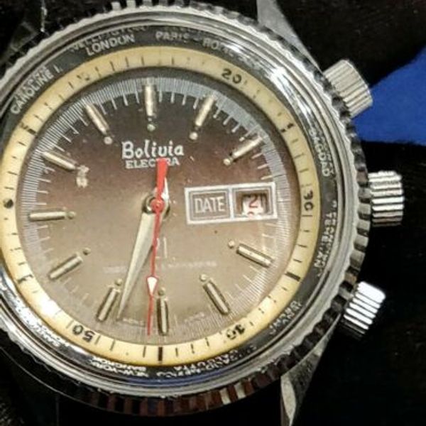 Bolivia Electra World Timer vintage manuale a vento Men's Watch ...