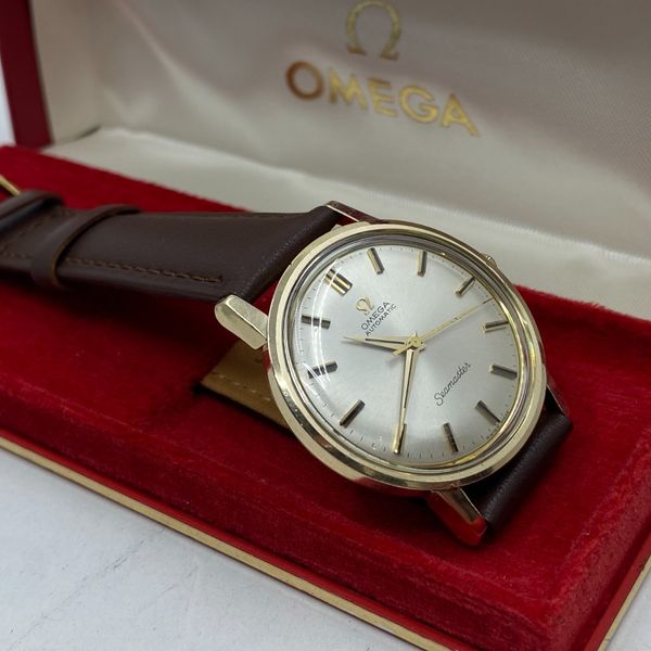 Vintage 9k 9ct Solid Gold Omega Seamaster Mens Watch + Box 1965 ...