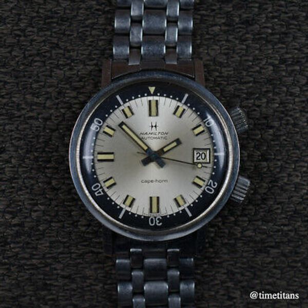 HAMILTON 64040-3 CAPE HORN SUPER COMPRESSOR 36MM ETA 2452 1960s STEEL ...