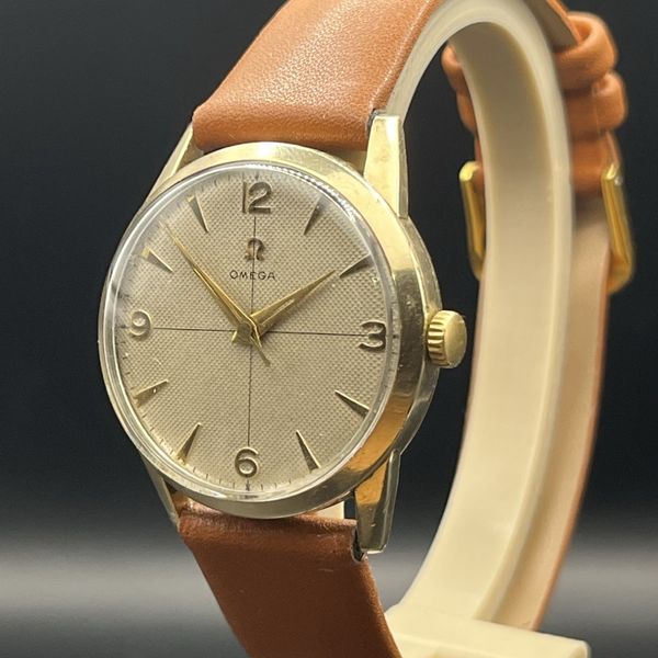 Vintage 10k Gold Filled Omega, Cream Honeycomb Crosshair Dial, Manual ...