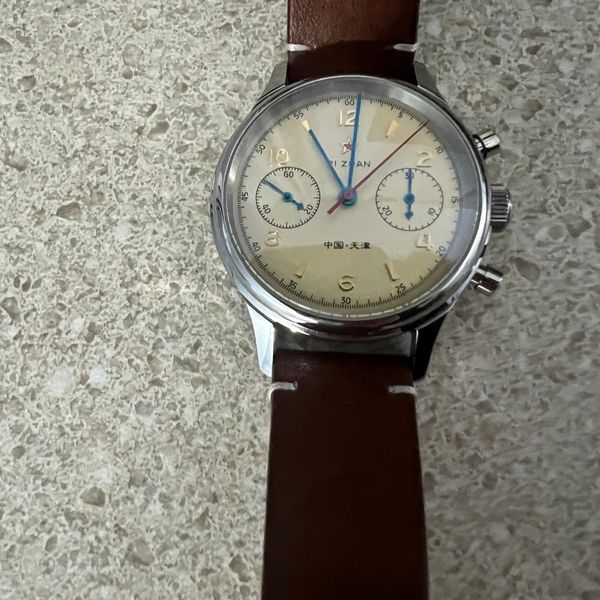 Seagull 1963 21 Zuan 37mm Mechanical Chronograph w/ Leather + Nato ...