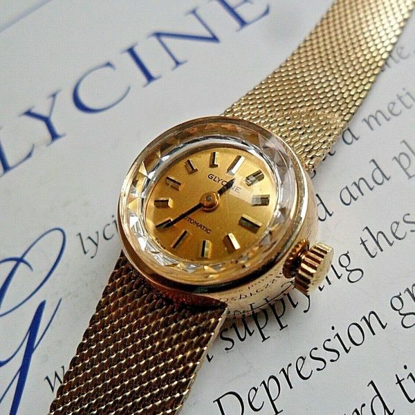 Vintage 1970's Lady's Glycine Automatic 14k Gold Filled Swiss Cocktail ...