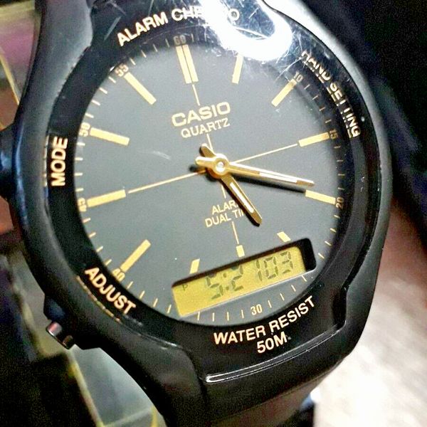 Casio AW-90H Dual Time Analog-Digital Watch - Black | WatchCharts ...