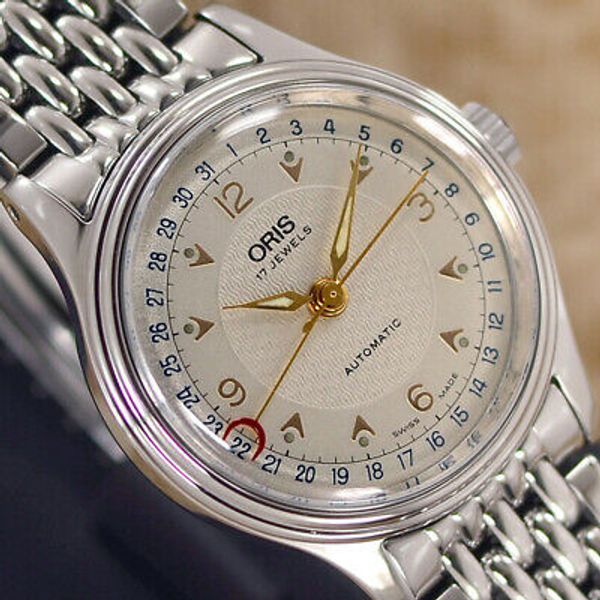 ORIS AUTOMATIC 17 JEWELS 7458 POINTER DATE SILVER DIAL ANALOG DRESS MEN'S WATCH | WatchCharts ...