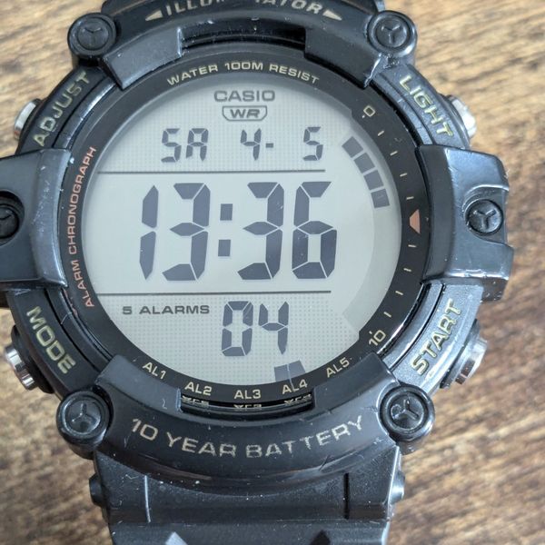 Casio AE-1500WH Positive Display Illuminator 10 Year Battery ...