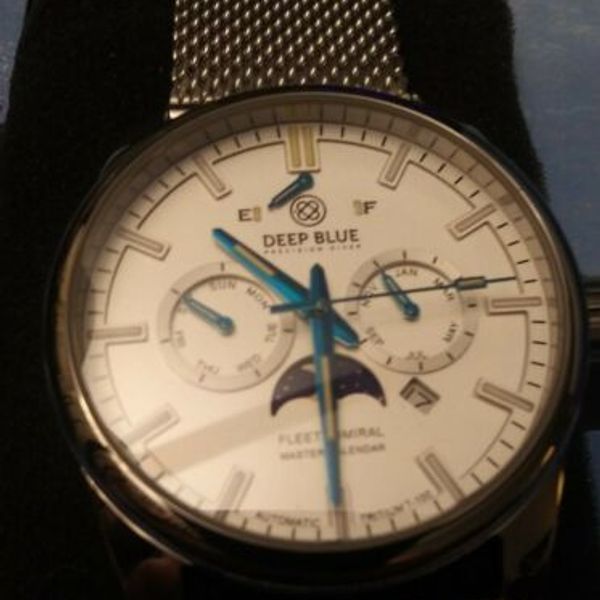 DEEP BLUE FLEET ADMIRAL MASTER CALENDAR W/ MOON PHASE 100m PRECISION ...