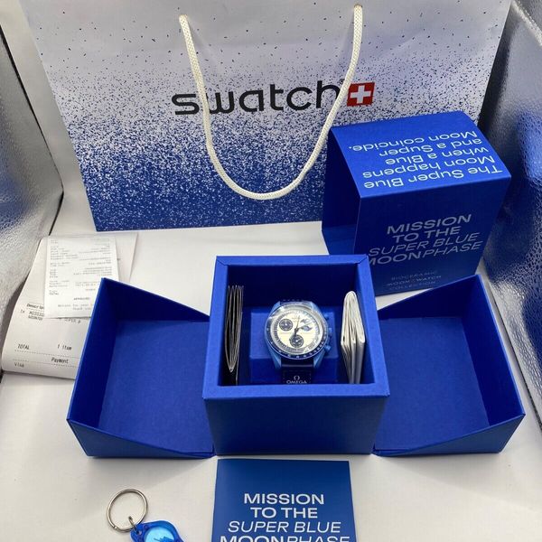 Swatch omega mission to the super blue moon watch - brand new with ...
