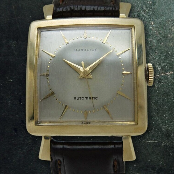 HAMILTON 10K GOLD FILLED SQUARE CASE Automatic Vintage Watch 1950's ...