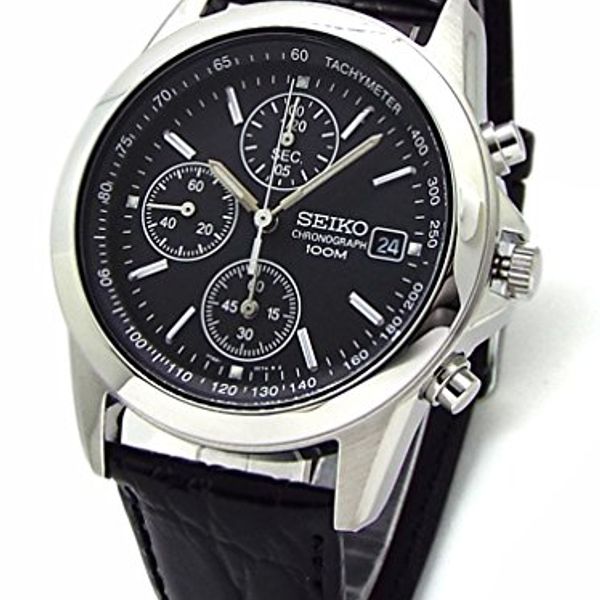 SEIKO Chronograph Watch Genuine Leather Belt Set Domestic Seiko Regular ...