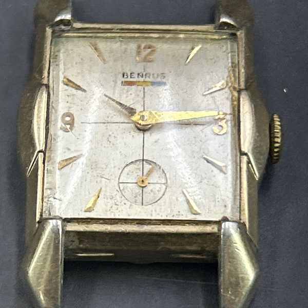 Benrus 1950s Mens Manual Wristwatch, 17 Jewels 10k Gold F. Model BA2 ...