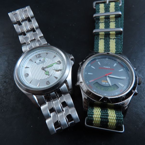 Two Timex Expedition Dual Time & Philippe Antonio Quartz Men Watch ...