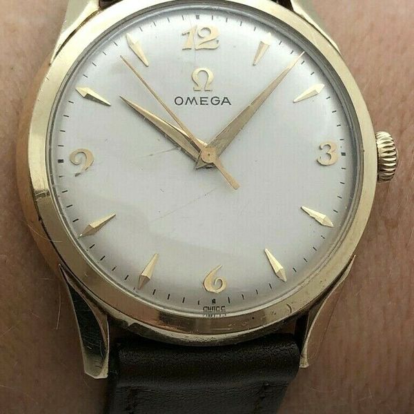 1955 OMEGA 14K GOLD FILLED 420 MANUAL WIND ORIGINAL DIAL & CROWN PX ...