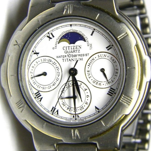 mens Citizen Titanium Triple Calendar Day Date Moonphase dress watch ...