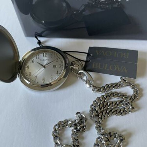 Bulova Men's Pocket Watch 96B270 Quartz Silver Tone Stainless Steel ...