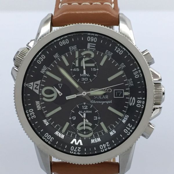 [Used] SEIKO Solar Military Pilot / Watch / Analog / Leather / Black ...