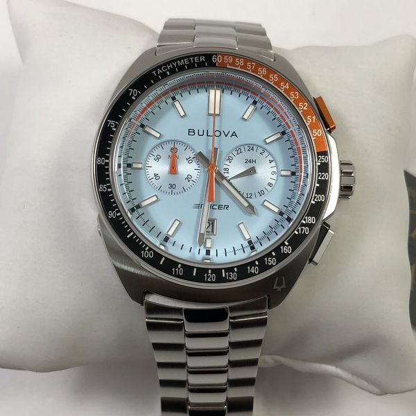 Bulova Racer Chronograph Quartz Blue Dial Stainless Steel Men's Watch ...