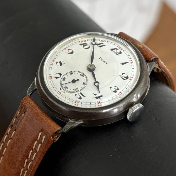 Rare Vintage DOXA LOCLE .800 Silver Military Style Small Menâ s Watch ...