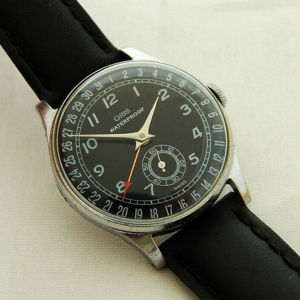 1950's ORIS CALENDAR POINTER BLACK DIAL LARGE 33.3MM CASE CAL 453 JUST ...