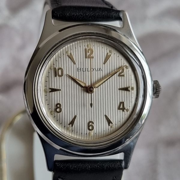 Bulova 1960 SURF KING vintage manual wind watch 11AFC Ribbed dial ...