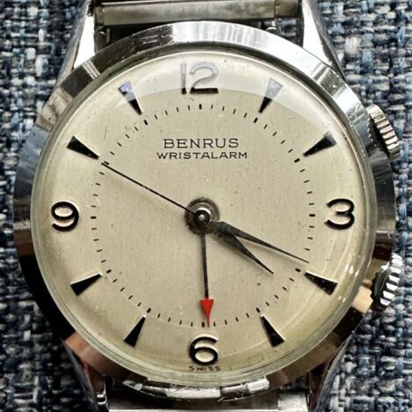 Vintage Swiss Benrus Wrist Alarm Mens Mechanical Wind Watch Working ...
