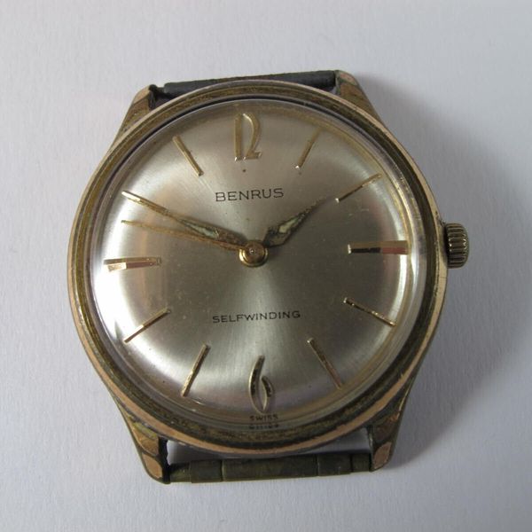 BENRUS MENS GOLD PLATED VINTAGE SELF WINDING MENS WATCH no reserve ...