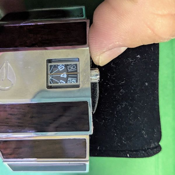 Nixon The Rotolog Direct Time Technology Dark Wood Grain Analog Mens ...