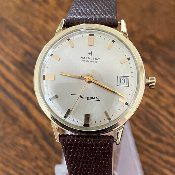 Vintage HAMILTON MASTERPIECE THIN-O-MATIC MEN'S 10K GF With DATE ...