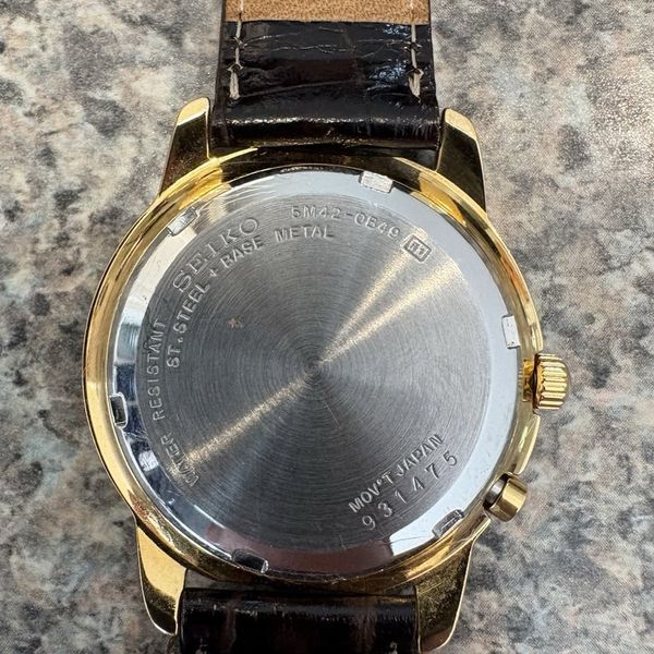 Seiko Kinetic Indicator 5M42-0B49 Menâ s Watch with Leather Seiko CALF ...