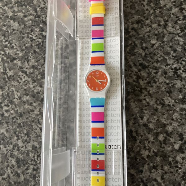 swatch watch ladies. In Box. Need Battery. Excellent Condition. Rainbow ...